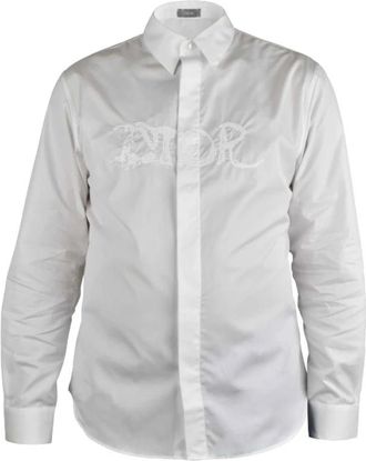 Dior Homme, Chemises, Blanc, Taille: XL Chemise &agrave; Logo Brod&eacute;