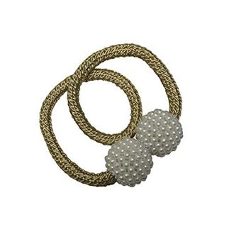 Gardinia Raffhalter für Vorhänge und Gardinen, Mit Magnet zur einfachen Befestigung, Ø Kugel ca. 32 mm, Ø Schnur ca. 8 mm, Magnetische Raffspange, Flex-V, Gold