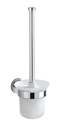 WENKO Porte brossee WC Bosio shine | Brosse WC inox murale avec support | Inclus vis et chevilles | Matériaux inox et verre dépoli | Dimensions 10 x 35 x 14