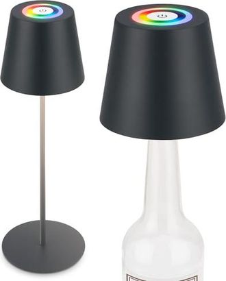 Briloner 3 in 1 RGBW LED Tischlampe kabellos IP44 mit Touch, stufenlos dimmbar, Akku & Lichtquelle tauschbar, Nachttischlampe, LED Lampe, Weinlampe, Flaschenla