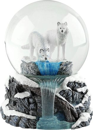 Nemesis Now Warriors of Winter, Lisa Parker, Schneekugel mit Wolfsfiguren, 14,5 cm, weiß, Kunstharz und Glas, Einheitsgröße