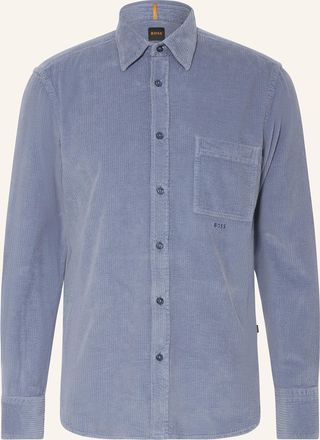 HUGO BOSS Cordhemd Relegant Regular Fit blau