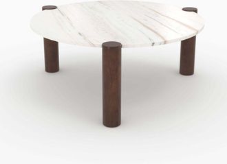 Rendez-Vous D&eacute;co Table basse ronde en marbre et bois de manguier D86 cm - PAULINE
