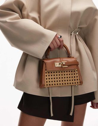 JW PEI Elise - Sac &agrave; main avec poign&eacute;e sup&eacute;rieure imitation bambou - Fauve-Neutre