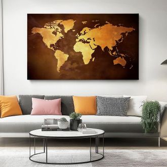 Generic Leinwand Bilder Vintage Shabby Weltkarte 70 x 50 cm Leinwandbild 1 tlg Kunstdruck Ungerahmt Wandbilder Groß Wanddekoration Design Wand Bild Wandbilder