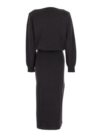P.A.R.O.S.H. Womens Brown Dress With Boat Neck Wool