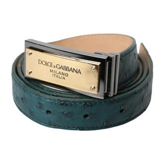 Dolce & Gabbana Femme, Accessoires, Vert, Taille: 90 CM Ceinture en Cuir avec Boucle Logo Vert