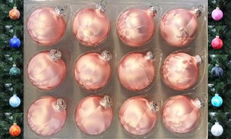 Thüringer Glasdesign Jack 12x Glas Eislack Christbaumkugeln 6cm Thüringer Weihnachtskugeln Kugeln, Farbe:Rosa