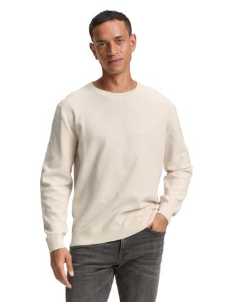 Tom Tailor Herren 1047570 Strickpullover aus Bio-Baumwolle, 38677-Soft Buttercream Melange, XL