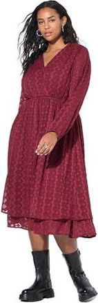 STUDIO UNTOLD Femme Grandes Tailles Robe midi Coupe trapèze, en Mousseline à Losanges Rouge vin 46+ 844070344-46+