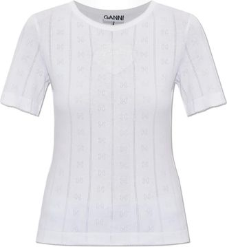 Ganni Femme, Tops, Blanc, Taille: 36 FR Top avec un patch