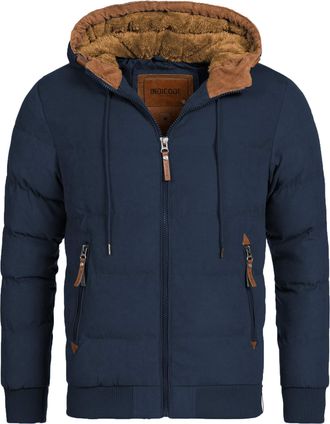 Indicode Herren Adeline Winterjacke m. Kapuze (Teddyfutter) |Steppjacke Herrenjacke Navy, XXL