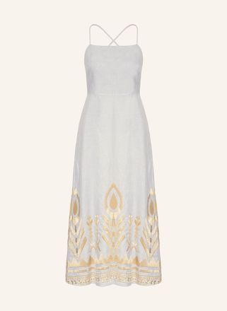 Greek Archaic Kori Strandkleid Feather Aus Leinen Mit Glitzergarn grau
