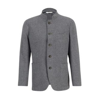 Boglioli Homme, Vestes, Gris, Taille: 3XL Veste à Col Montant en Laine et Cachemire