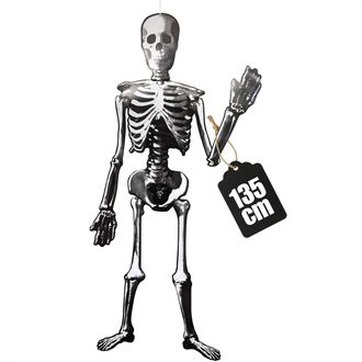 Com-Four Halloween-Skelett 135 cm Aufhänger aus Papier - Papp-Gerippe mit beweglichen Gliedern - Wand- und Türdekoration für gruseligen Party-Spaß - Papp-Skele