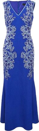 Tadashi Shoji robe longue à fleurs brodées pre-owned (2023) - Bleu