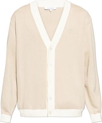 Maison Kitsun&eacute; Homme, Pulls, Beige, Taille: S Contrasted Cotton Comfort Cardigan
