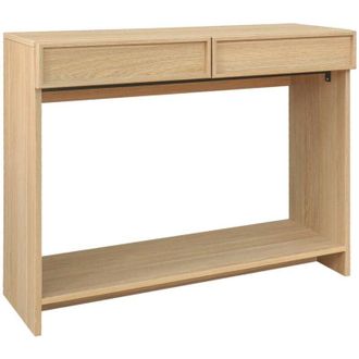 Sweeek Console effet bois naturel 2 tiroirs et étagère - L 100 x P 33 x H 78cm - Kuba