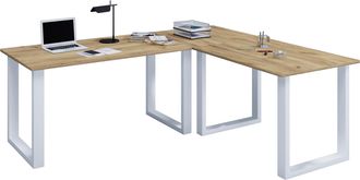 VCM Holz Schreibtisch/Eckschreibtisch schlicht / 190x160 / L Form Links oder rechts/Arbeitstisch Platte 80 cm tief/Computertisch B&uuml;rom&ouml;bel - Lona U