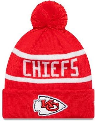 New Era Kansas City Chiefs Hiver Bonnet à Pompon Bonnet Chaud Logo de léquipe NFL Rouge