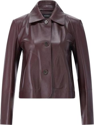 Arma Femme, Vestes, Brun, Taille: 36 FR Veste en cuir courte avec boutons en corne