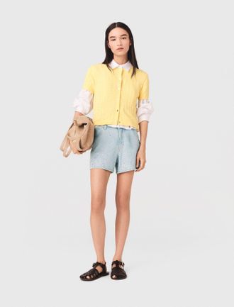 Maje Short Avec Strass - Bleu - Maje