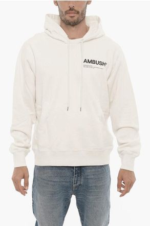 AMBUSH Uni-Farben-Hoodie mit kontrastierendem Logo in Wei&szlig;