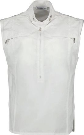 Burberry Femme, Vestes, Blanc, Taille: 34 FR Haut sans manches en coton &agrave; fermeture &eacute;clair