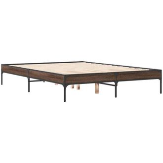 vidaXL Bettgestell Braun Eichen-Optik 120x200 cm Holzwerkstoff Metall Vidaxl