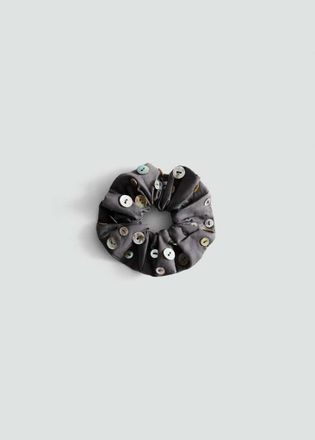 Mango Chouchou avec boutons brod&eacute;s gris - Femme - Taille unique - MANGO
