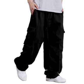 Generic Pantalon baggy pour homme - Coupe ample - Pantalon chino stretch - Pantalon de loisirs hippie - Pantalon sarouel avec plusieurs poches - Pantalon en t