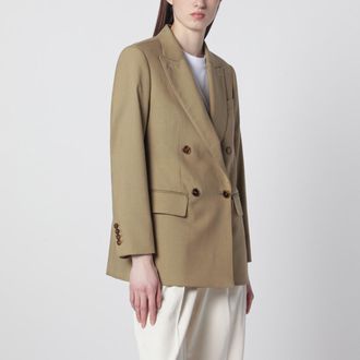 Max Mara Camelfarbene doppelreihige Jacke aus Wollmischung