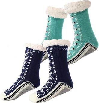 Generic Chaussons dint&eacute;rieur en cachemire ultra &eacute;pais pour femme, chaussettes dhiver chaudes antid&eacute;rapantes et douillettes, doublure polaire chaude et confort
