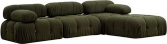Les Tendances Les Tendances - Canap&eacute; dangle modulable velours vert &eacute;pinard - 4 places - Dimensions L 288 x P 95 x H 75 cm - Confort optimal avec mousse haute