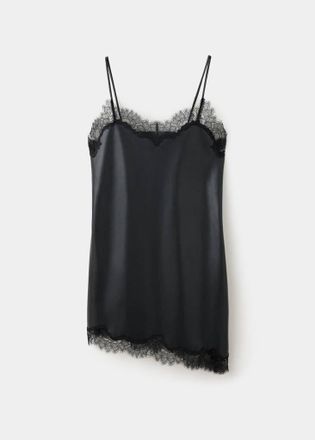 Mango Lingerie-Kleid mit Leder-Effekt schwarz - Damen - S - MANGO
