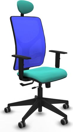 Piqueras y Crespo Stuhl mit Rollen f&uuml;r PC mit 1D-Armen, h&ouml;henverstellbare Lendenwirbelst&uuml;tze und festes Kopfteil, ausgestattet mit Syncro/Traslack und Schneideschaum, B