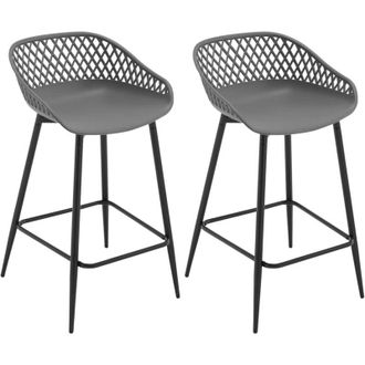 Woltu Woltu - Lot de 2 Tabourets de Bar, Tabourets Bar avec Repose-Pieds et Dossier, Tabourets Haut, Tabourets Ext&eacute;rieur Jardin en Plastique et