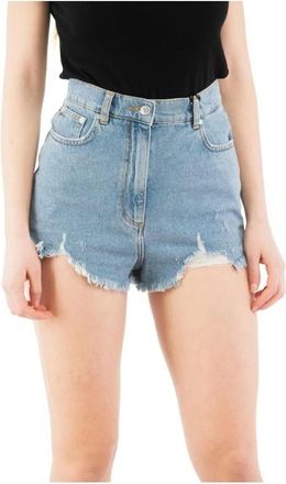 Moschino Femme, Shorts, Bleu, Taille: W26 Shorts en denim &agrave; motifs