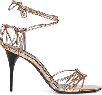 Saint Laurent Sandales Babylone en cuir lamin&eacute;