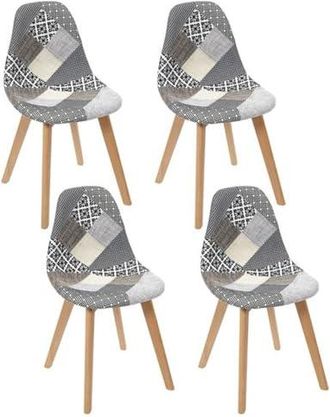 The Home Deco Factory HD73171 Patchwork-Stühle, skandinavisch, elegant und bequem, einzigartiges Design, ergonomische Sitzfläche, ideal für Esszimmer oder Wohnzimmer, 58 x 