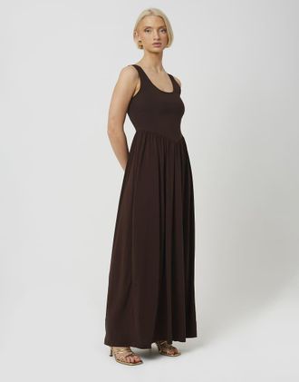 Brave Soul Robe mi-longue &eacute;vas&eacute;e sans manches - Chocolat-Marron