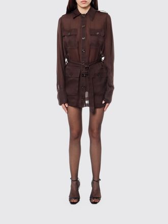 Saint Laurent Mini-Hemdblusenkleid aus Bio-Seide mit Tailleng&uuml;rtel zum Binden