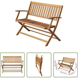 vidaXL Banc pliable - Banc de jardin 120 cm Bois dacacia solide