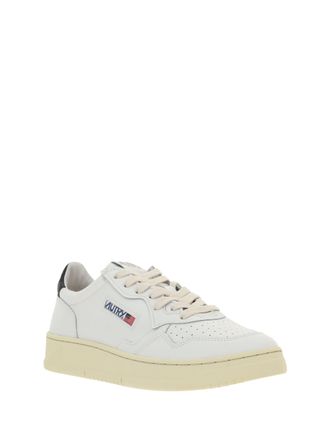 Autry Mens Leather Sneakers Wht-Black Calf Bos Taurus Wht/black
