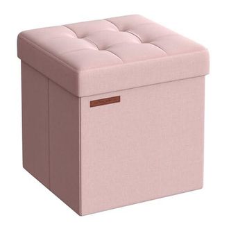Songmics Mazie Collection - Tabouret de Rangement, Repose-Pieds Pliable de 38 cm, Petit Pouf, Montage Facile, pour Salon, Chambre, Entrée, Rose Bonbon LSF027R0