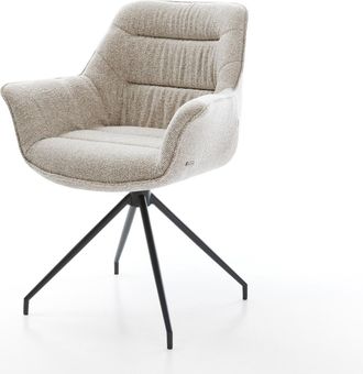 DELIFE Esszimmerstuhl Kaira-Flex Webstoff Soft Beige Kreuzgestell konisch Schwarz, Esszimmerst&uuml;hle