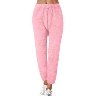Generic Legging dhiver en polaire &eacute;paisse et &eacute;lastique pour femme - Pantalon isotherme pour temps froid, rose, L