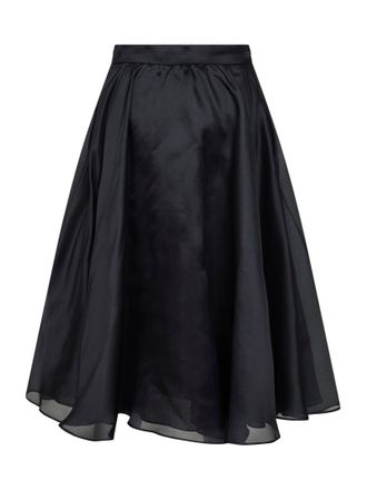 Max Mara Womens Midi Skirt Msecalle Black Silk Organza