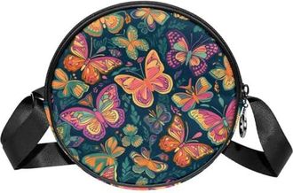 Generic Sac &agrave; bandouli&egrave;re rond pour femme, petit sac &agrave; bandouli&egrave;re color&eacute; avec fermeture &eacute;clair, bretelles r&eacute;glables, sac &agrave; main rond d&eacute;contract&eacute; pour femmes 