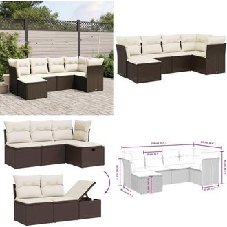 vidaXL 6-tlg. Garten-Sofagarnitur mit Kissen Braun Poly Rattan - Gartengestell - Gartenm&ouml;bel Set - Outdoor Sofa - Lounge Set - Rattan Gartenm&ouml;bel - Home &